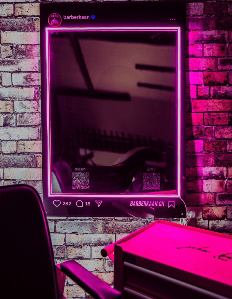 Instagram-ready selfie mirror with LED lighting and QR code ...