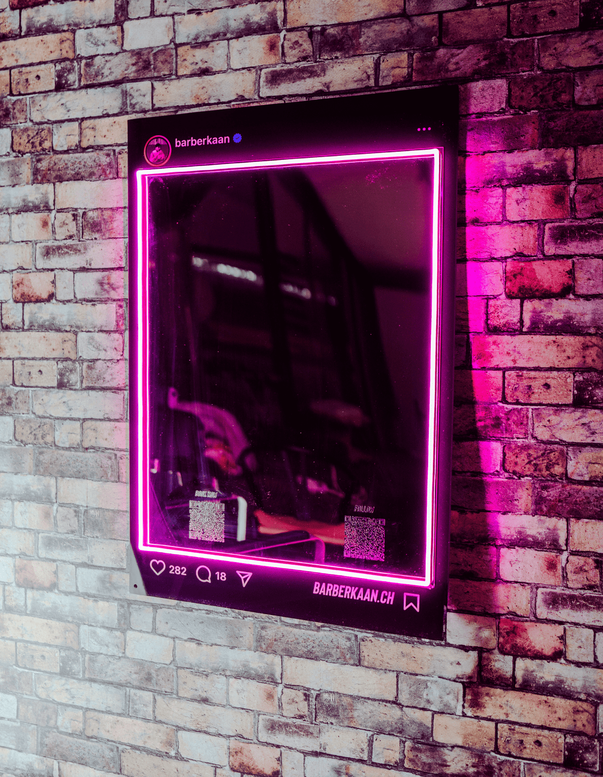 Instagram-ready selfie mirror with LED lighting and QR code ...