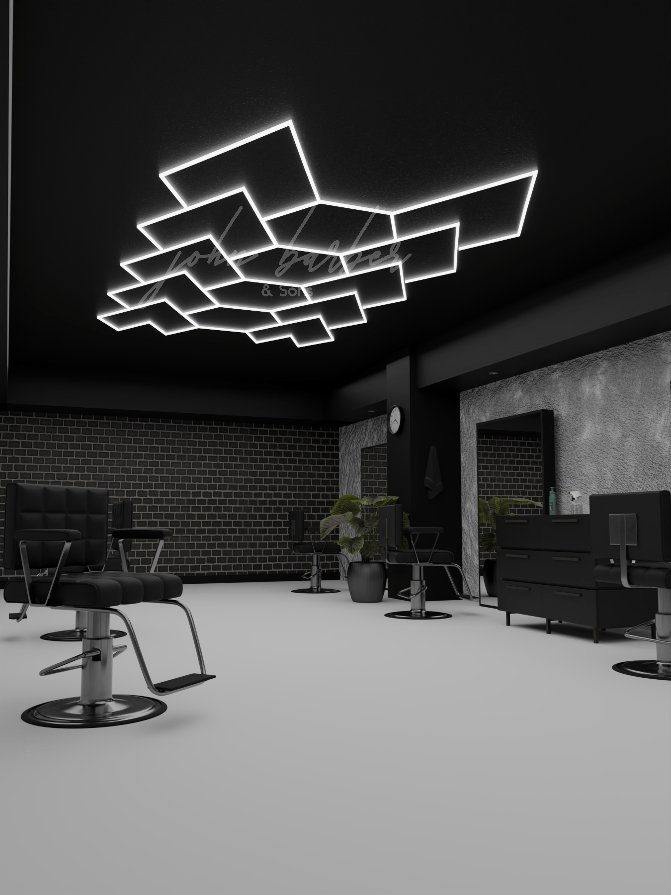 Lumivent – ضوء سقف LED بشبكة عائمة وتصميم تداخل عصري (6500 كلفن)